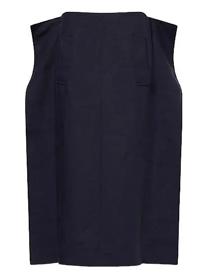 Khaite Tailored Linen Midi Skirt - Dark Navy