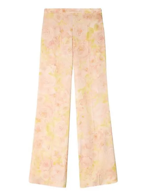 Sandro Floral Print Wide Leg Trousers - Pink / Green