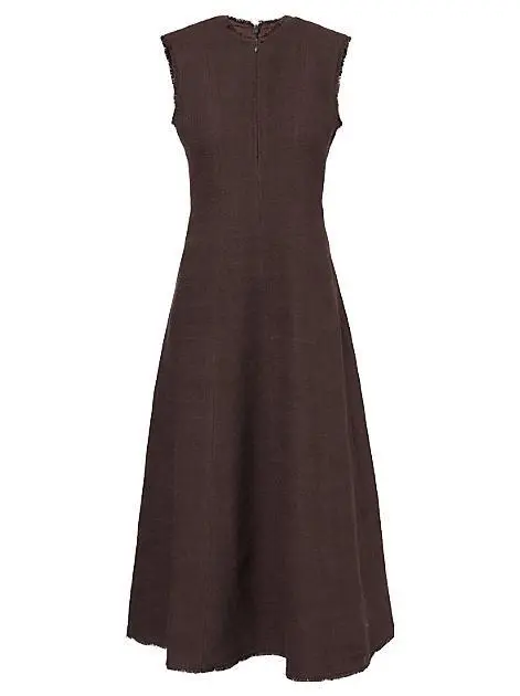 ME+EM Boucle Fit And Flare Midi Dress - Cocoa Brown
