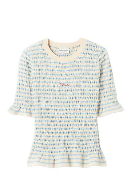 Claudie Pierlot Shirred Logo-embroidered Knitted Top - Dual-color