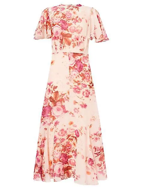 Erdem Floral-print Flared Silk Midi Dress - Camisole Pink