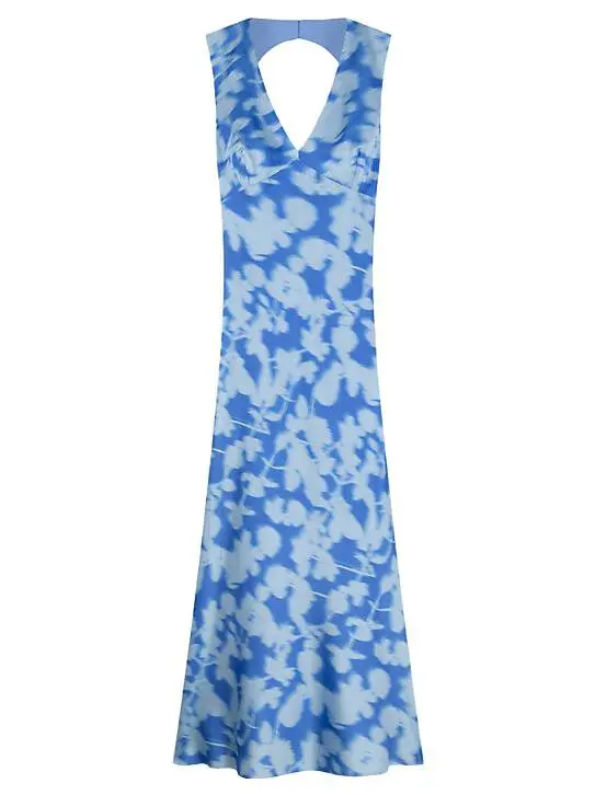 OMNES Floral-print Satin Maxi Dress - Blue Floral
