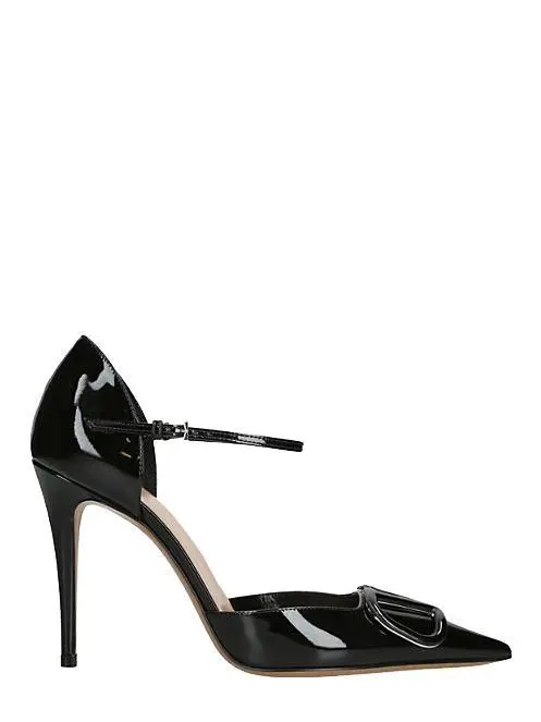 Valentino Garavani Vlogo Signature 100 Patent-leather Courts - Black