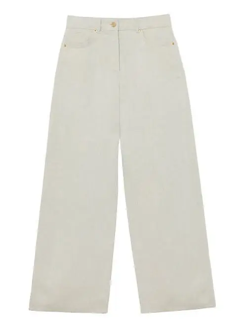 REISS Wide-leg Linen-blend Trousers - Neutral