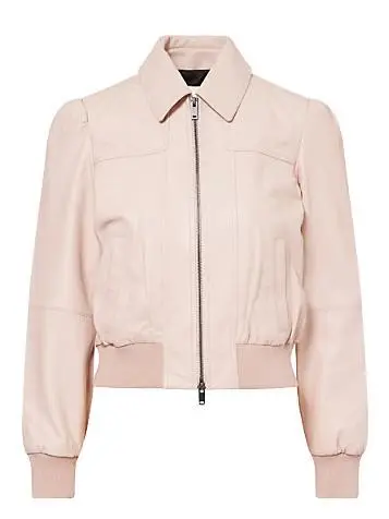 ME+EM Leather Bomber Jacket - Blush Pink