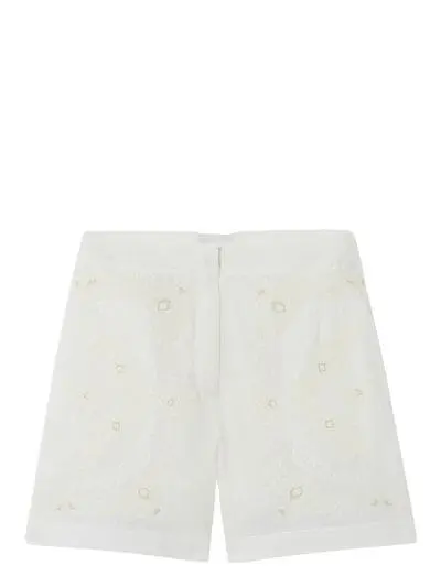 Claudie Pierlot Embroidered High-rise Cotton Shorts - Ecru