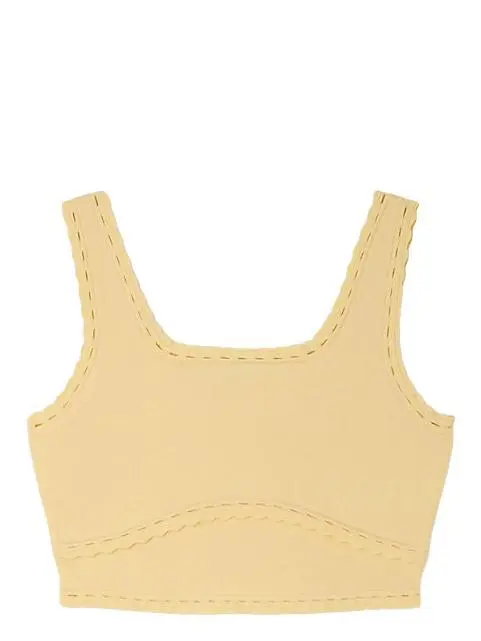 Sandro Square-neck Cropped Knitted Top - Butter