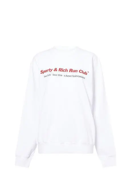 SPORTY & RICH Duty Run Club Crewneck Sweatshirt - White