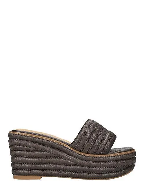 Dolce Vita Throne Raffia Platform Mules - Dark Brown
