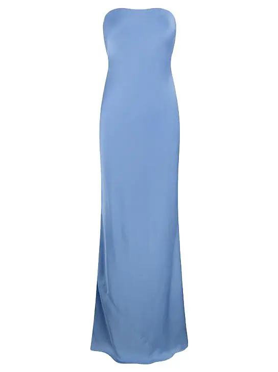 OMNES Strapless Satin Maxi Dress - Powder Blue