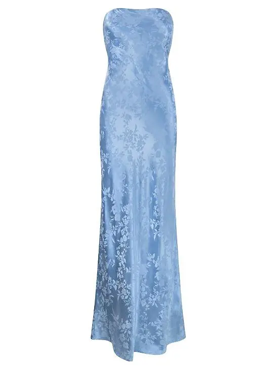 OMNES Amdra Strapless Jacquard Satin Maxi Dress - Powder Blue