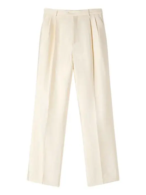 Sandro Straight-leg High-rise Satin Trousers - Cream