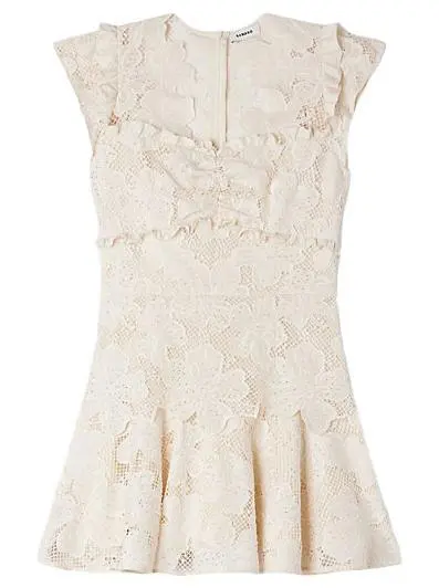 Sandro Floral-pattern Lace Mini Dress - Ecru