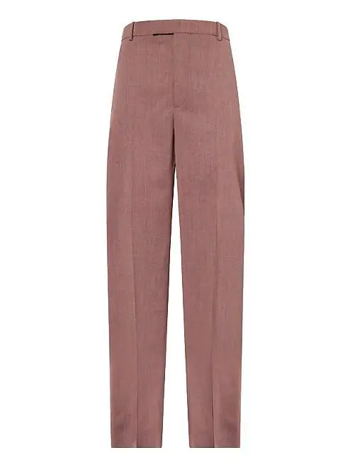 Bottega Veneta Pressed-pleat Tapered-leg Wool And Linen-blend Trousers - Pink/carrubo Mel
