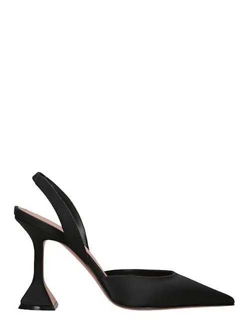 Amina Muaddi Holli Slingback 95 Satin Courts - Black