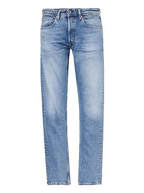 REPLAY Grover Straight-fit Stretch-denim Jeans - Medium Blue