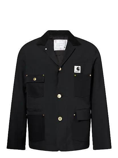 Sacai X Carhartt Wip Patch-pocket Wool-blend Jacket - Black