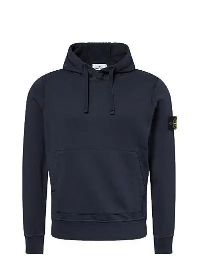 Stone Island Brand-badge Relaxed-fit Cotton Hoody - Navy Blue