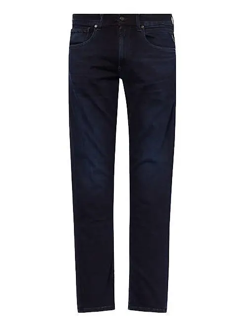 REPLAY Grover Straight-fit Stretch-denim Jeans - Dark Blue