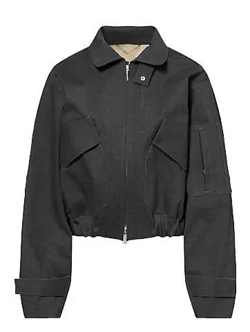 Victoria Beckham X Macintosh Cropped Cotton Bomber Jacket - Charcoal