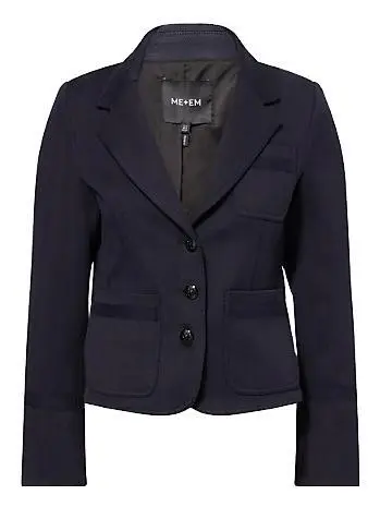ME+EM Herringbone Cropped Cotton-blend Jacket - Navy