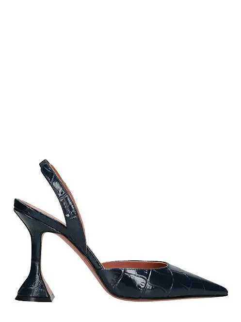Amina Muaddi Holli Slingback 95 Leather Courts - Navy