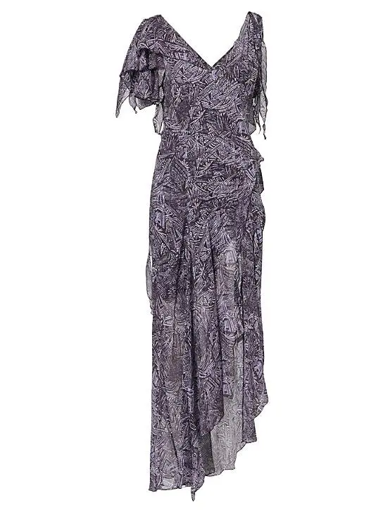 Isabel Marant Tylena Printed Silk Midi Dress - Faded Night