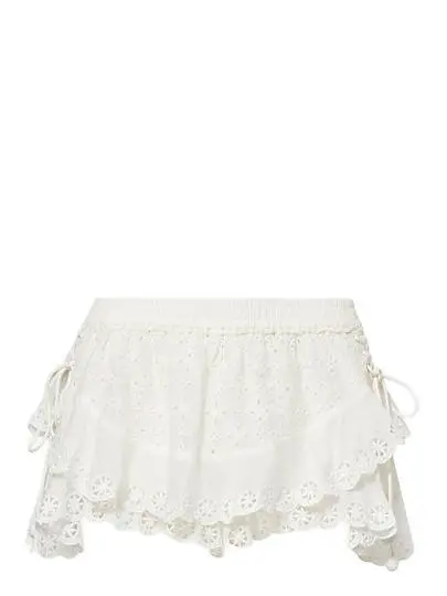 Isabel Marant Neis Embroidered Cotton Mini Shorts - White