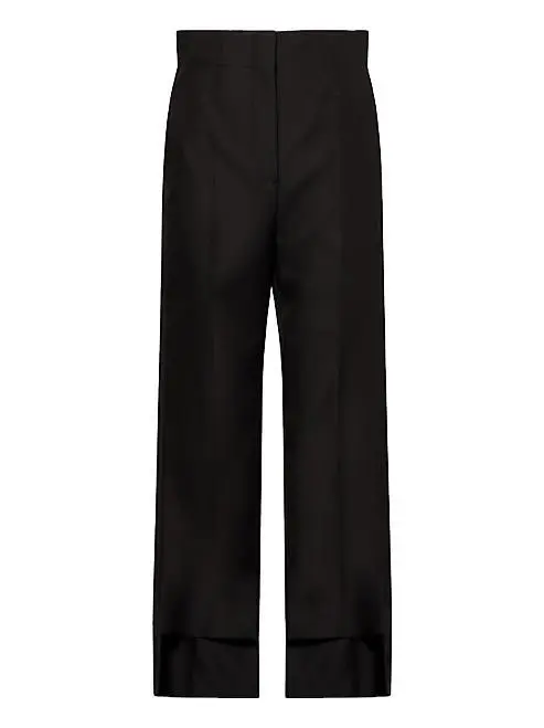 Khaite Rae Tailored Wool And Silk-blend Trousers - Black