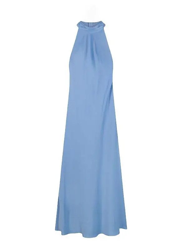 OMNES Milos High-neck Satin Maxi Dress - Powder Blue