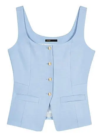 Maje Tailored Stretch-woven Waistcoat - Blue Sky