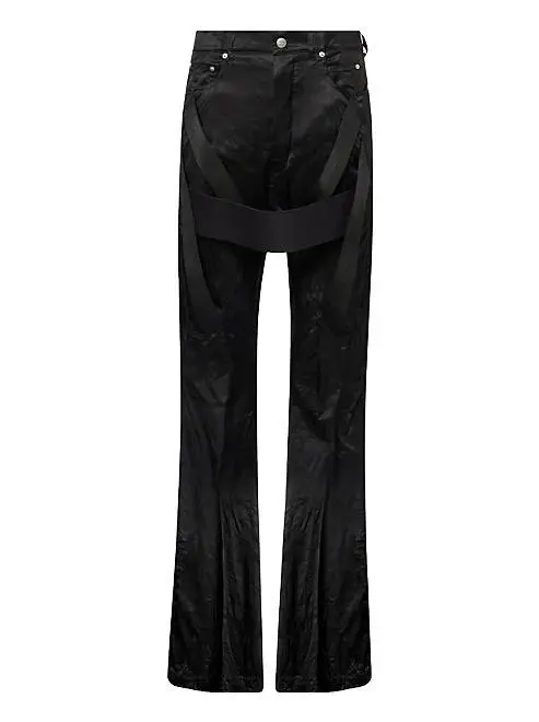Rick Owens Mega-strapped Bolan Bootleg Satin Trousers - Black