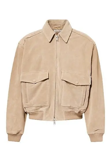 AGOLDE Emil Collared Suede Bomber Jacket - Arizona (m Sand)