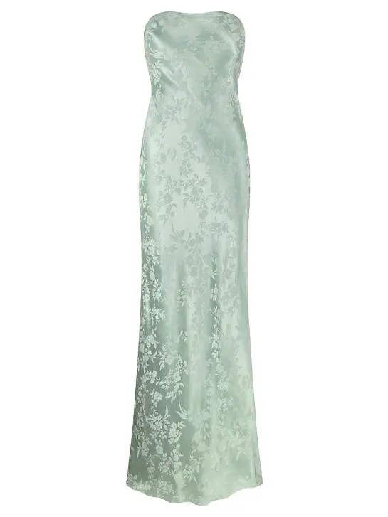 OMNES Amdra Strapless Jacquard Satin Maxi Dress - Sage