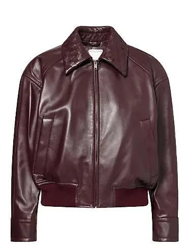 Bottega Veneta Intrecciato-collar Leather Bomber Jacket - Jam