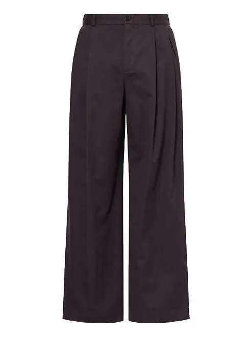 THE ROW Tibor Double-pleat Cotton-blend Trousers - Anthracite