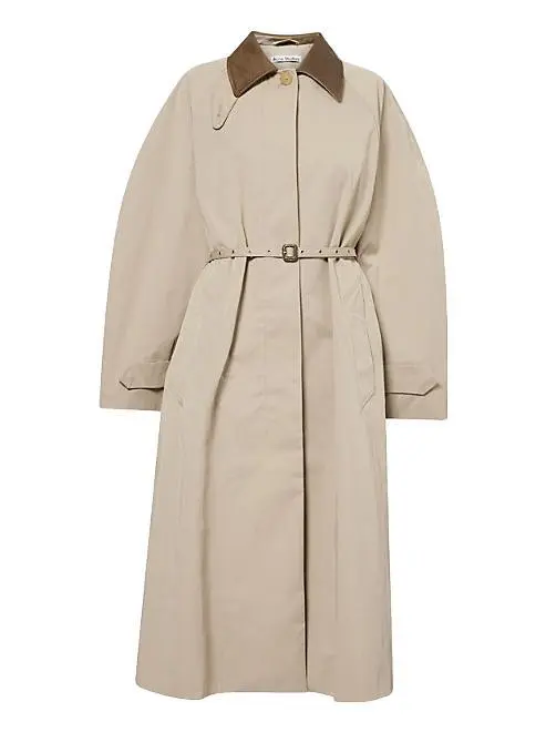 Acne Studios Ofelia Collared Cotton-blend Trench Coat - Khaki Grey