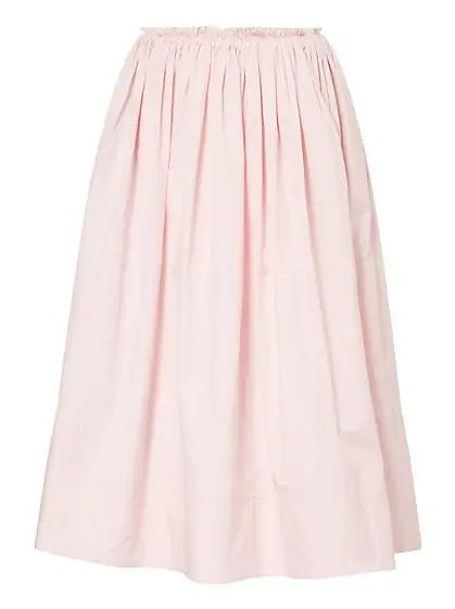 Gabriela Hearst Shiva Gathered-waist Cotton Midi Skirt - Blush