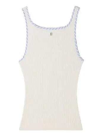 Sandro Square-neck Ribbed Knitted Vest Top - Ecru