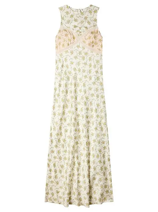 Sandro Floral-print Maxi Dress - Olive / Ecru