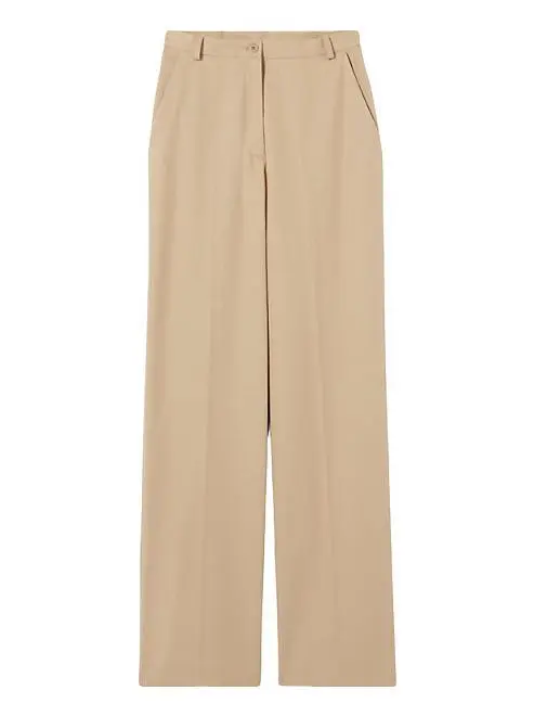 Claudie Pierlot Straight Full-length Cotton Trousers - Beige