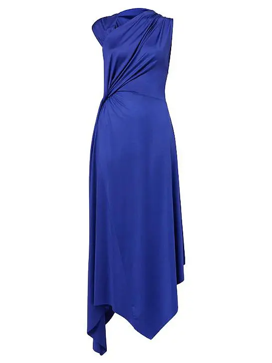 Victoria Beckham Asymmetric Twist-front Midi Dress - Bright Indigo