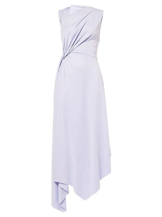Victoria Beckham Asymmetric Twist-front Midi Dress - Cloud Blue