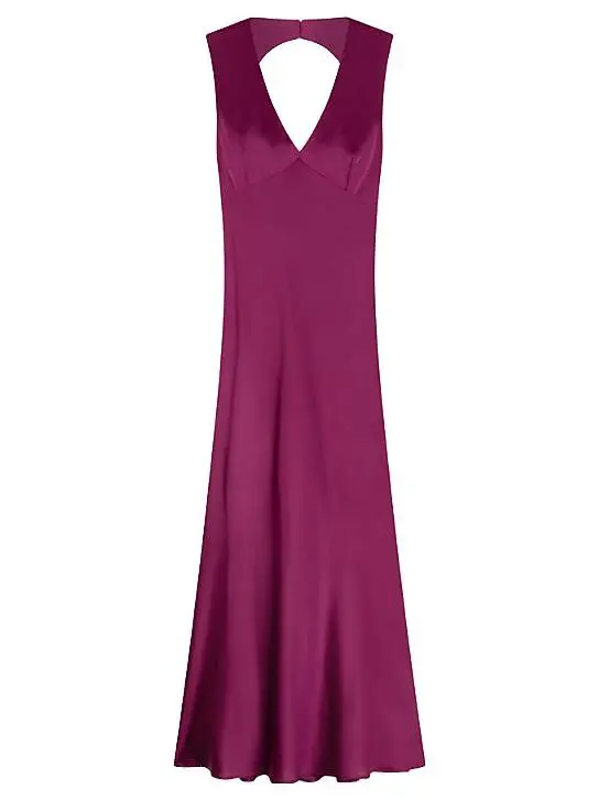OMNES Nova Tie-back Satin Maxi Dress - Magenta