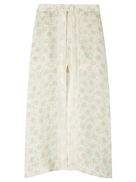 Sandro Floral-print Lace-trim Woven Maxi Skort - Pink / Green