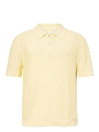 Gant Checked Linen And Cotton-blend Polo Top - Vanilla Yellow