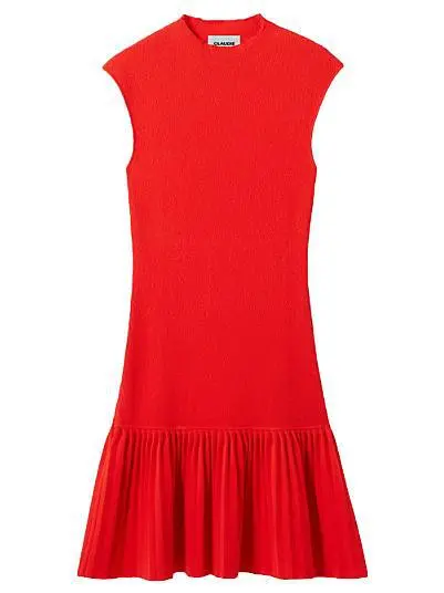 Claudie Pierlot Sleeveless Pleated-trim Knitted Mini Dress - Tangerine