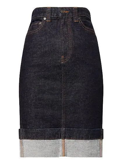 Khaite Kendra Turn-up Denim Skirt - Benson