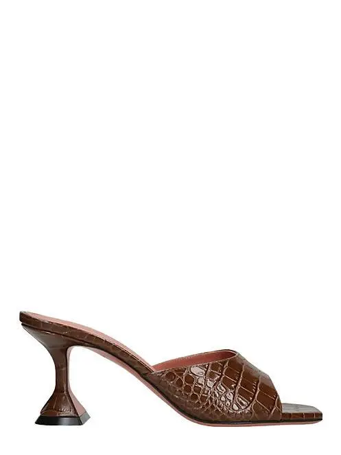 Amina Muaddi Lupita 95 Leather Heeled Mules - Brown