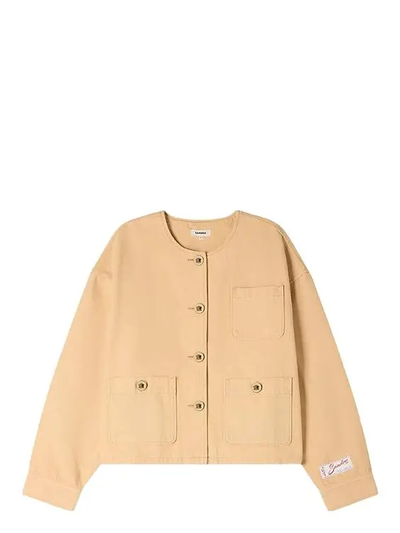 Sandro Branded Denim Jacket - Beige
